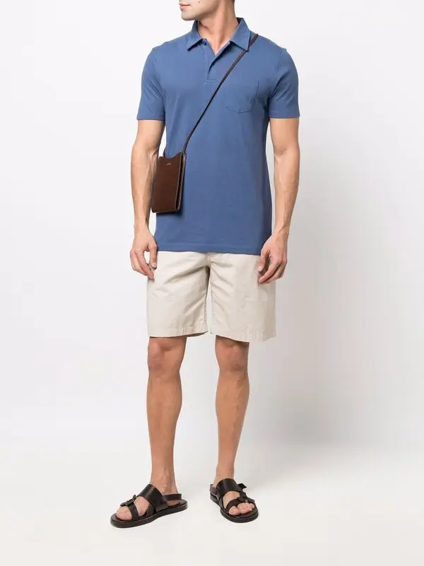 Sunspel Pocket Cotton Polo Shirt - Blue