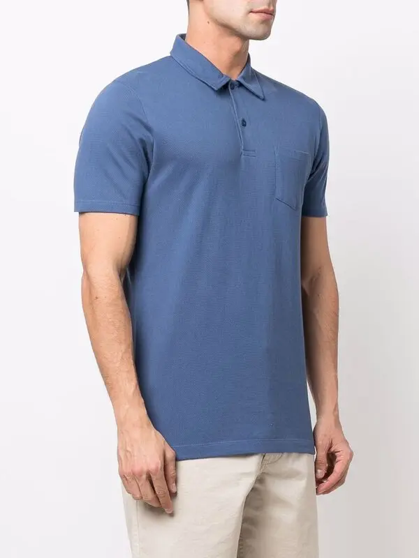 Sunspel Pocket Cotton Polo Shirt - Blue