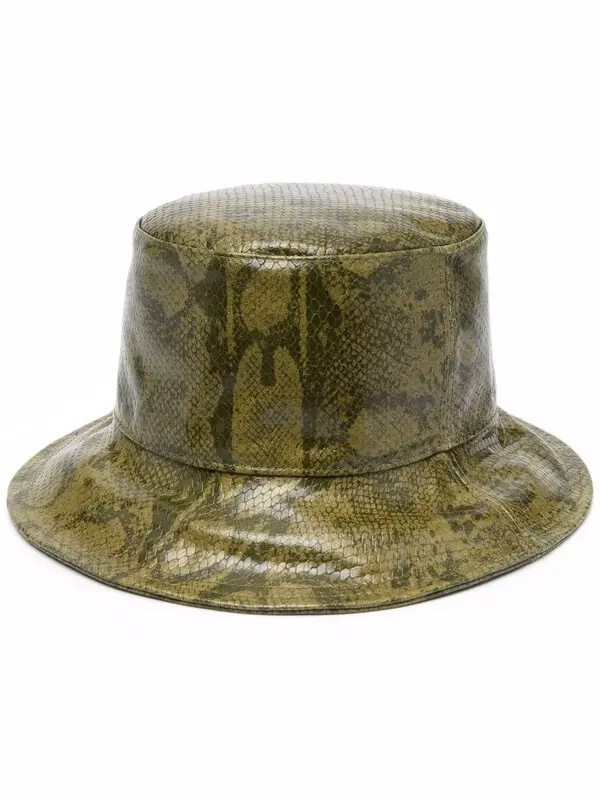 Alberta Ferretti Python-print Bucket Hat - Green