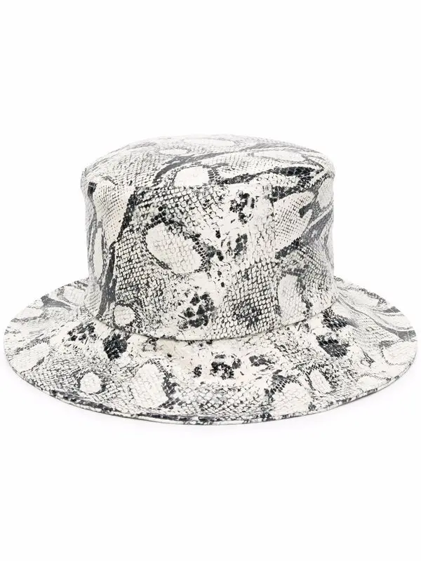 Alberta Ferretti Python-print Leather Hat - White