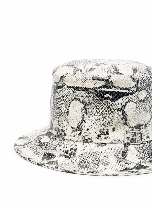 Alberta Ferretti Python-print Leather Hat