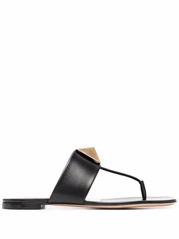 Valentino Garavani One Stud Flat Sandals - Black