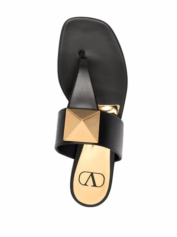 Valentino Garavani One Stud Flat Sandals - Black