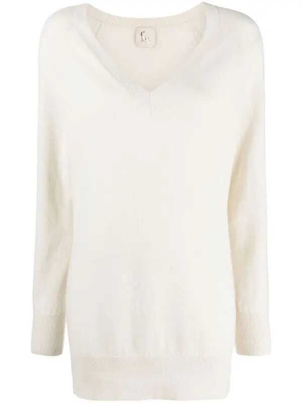 PAULA S V-neck Cashmere Jumper - Neutrals