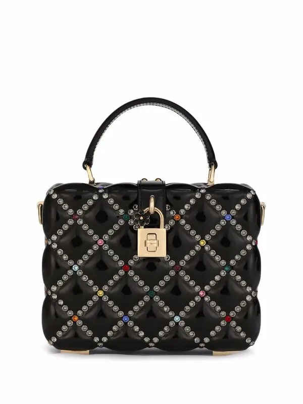 Dolce & Gabbana Dolce Box Rhinestone-embellished Top-handle Bag - Black