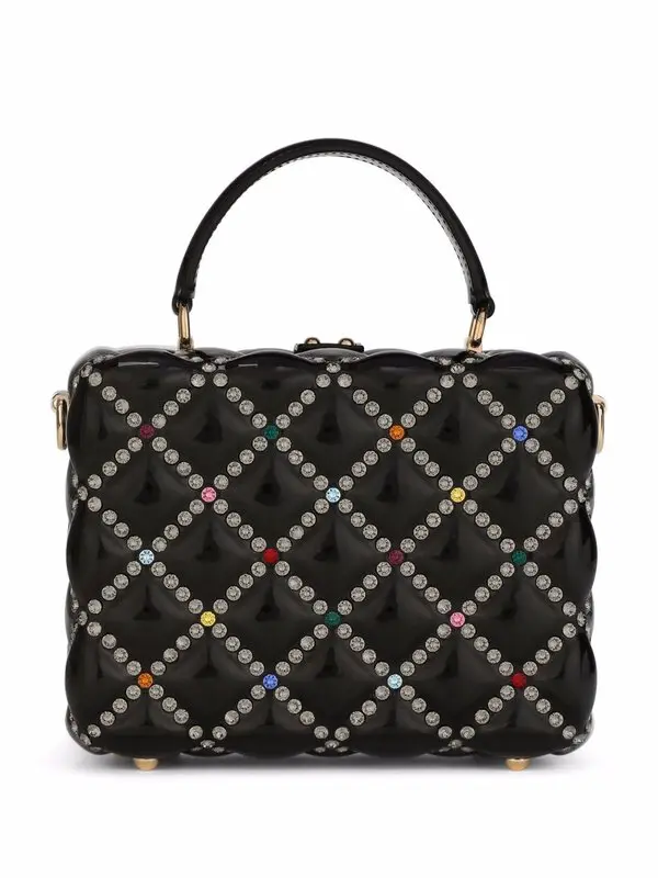 Dolce & Gabbana Dolce Box Rhinestone-embellished Top-handle Bag - Black
