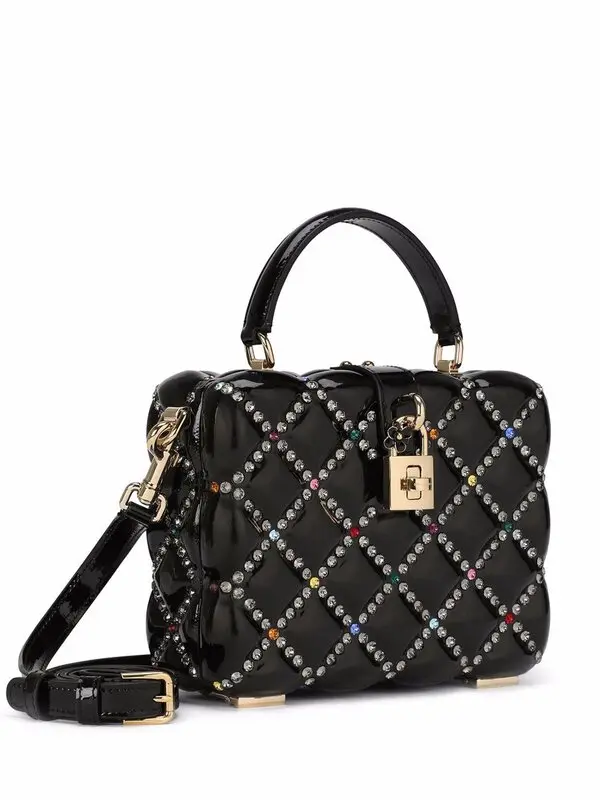 Dolce & Gabbana Dolce Box Rhinestone-embellished Top-handle Bag - Black