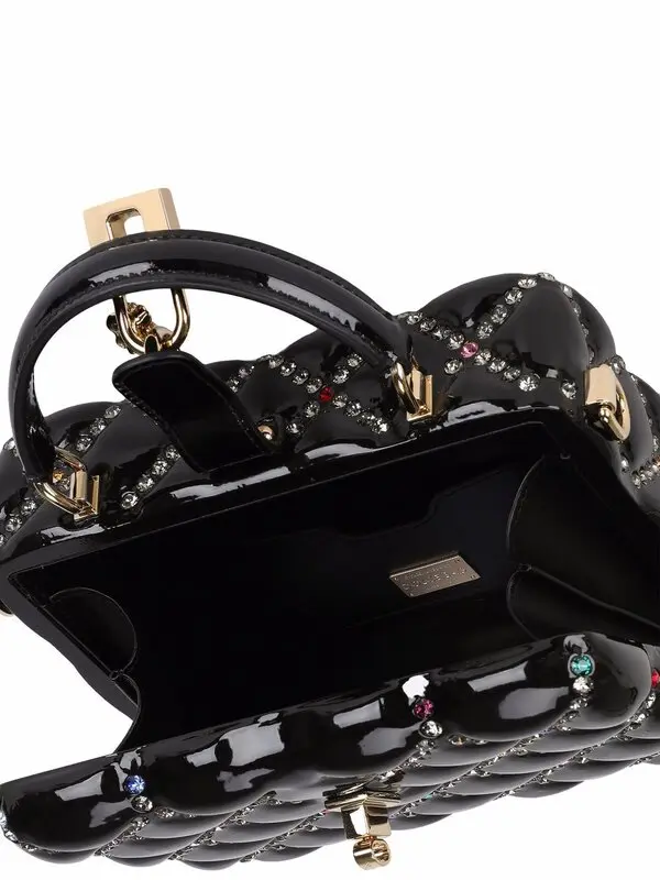 Dolce & Gabbana Dolce Box Rhinestone-embellished Top-handle Bag - Black