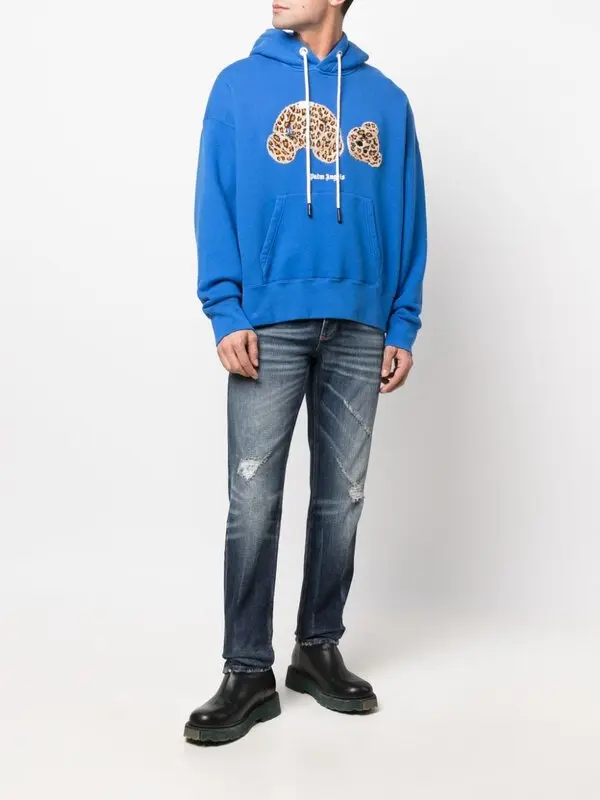Palm Angels Leopard Drawstring Hoodie