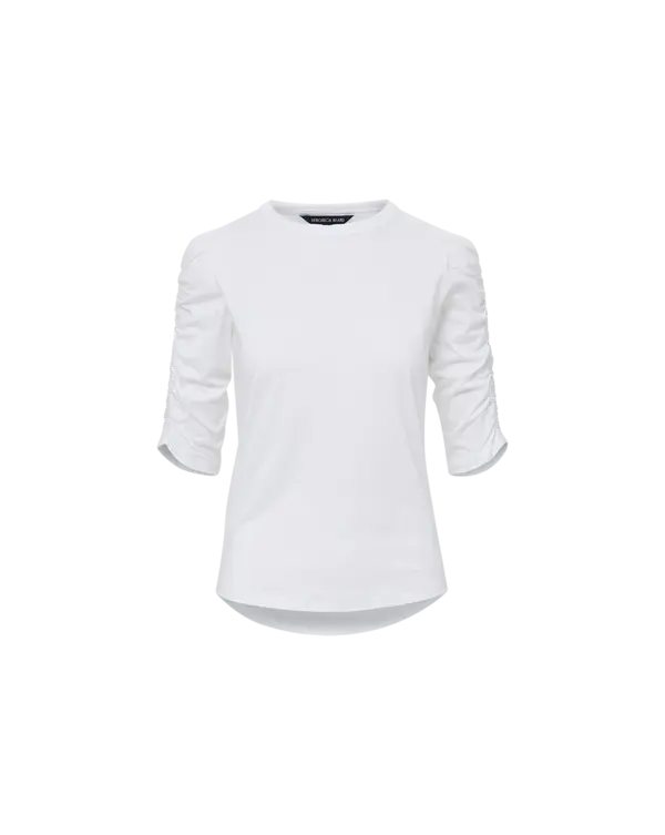 Veronica Beard Waldorf Ruched-sleeve T-shirt - White