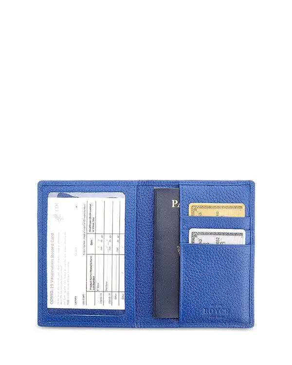 ROYCE NEW YORK Rfid Blocking Vaccine Card Travel Wallet - Cobalt Blue