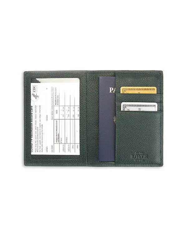 ROYCE NEW YORK Rfid Blocking Vaccine Card Travel Wallet - Dark Green