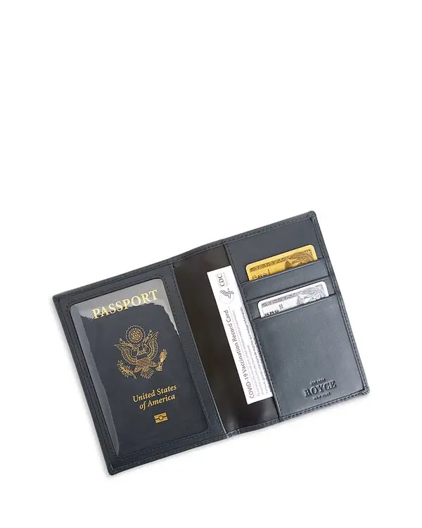 ROYCE NEW YORK Rfid Blocking Vaccine Card Travel Wallet - Navy Blue