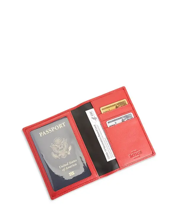 ROYCE NEW YORK Rfid Blocking Vaccine Card Travel Wallet - Red
