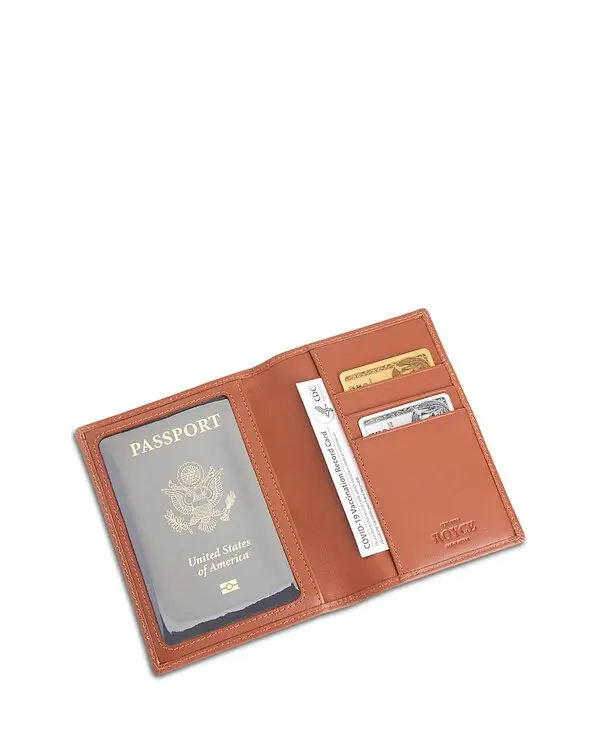 ROYCE NEW YORK Rfid Blocking Vaccine Card Travel Wallet - Tan
