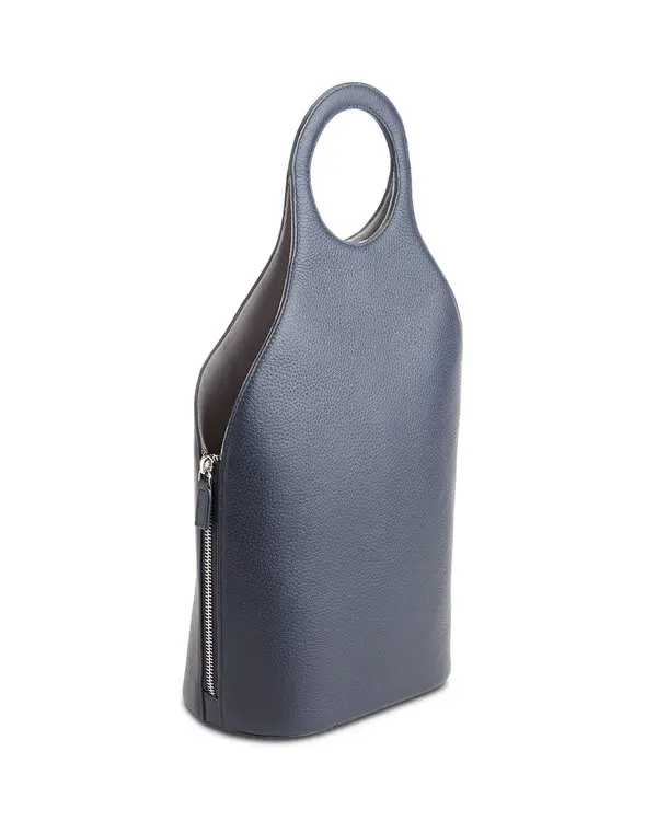 ROYCE NEW YORK Leather Wine Tote - Navy Blue