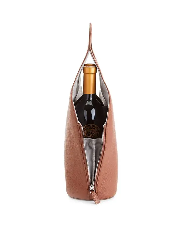 ROYCE NEW YORK Leather Wine Tote - Tan