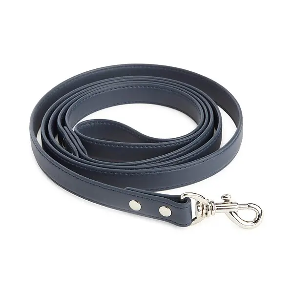ROYCE NEW YORK Luxe Leather 6' Dog Leash - Navy Blue