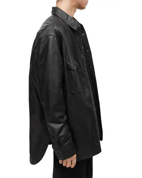 すす　OHOTORO Leather Shirt Jacket レザー All Saints Otaru Leather Shirt Jacket In Black - 30% Off