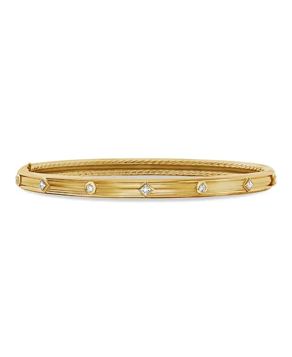David Yurman 18k Yellow Gold Modern Renaissance Diamond Bangle - No Color