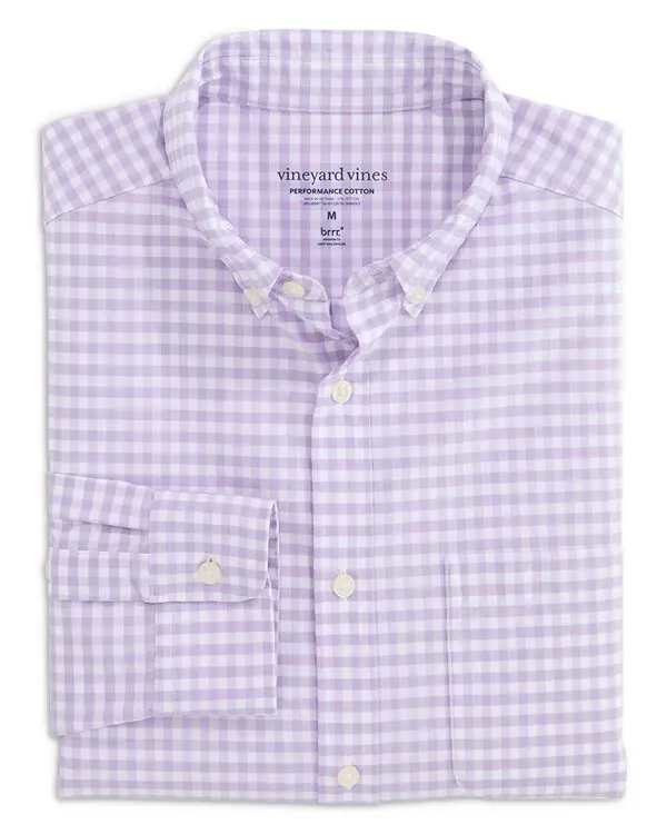 Vineyard Vines Gingham On-the-go Brrr Classic Fit Shirt - Lilac