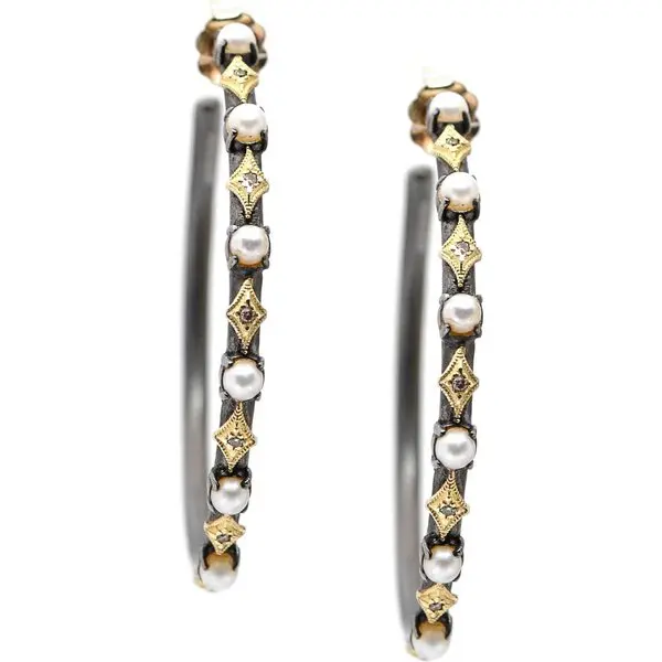 Armenta Old World Freshwater Hoop Earrings - Pearl