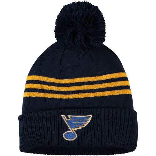 Adidas St. Louis Blues Cuffed Knit Hat With Pom And Embroidered Logo - Navy