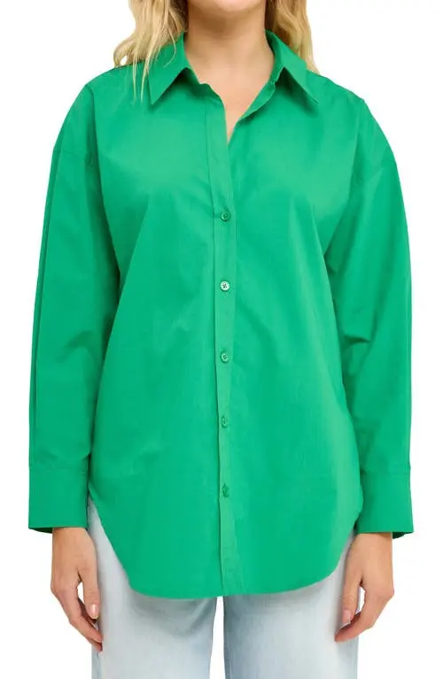 GREY LAB Oversized Cotton Button-up Shirt - Green