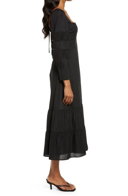 REFORMATION Dolan Long Sleeve Lace-trimmed Dress