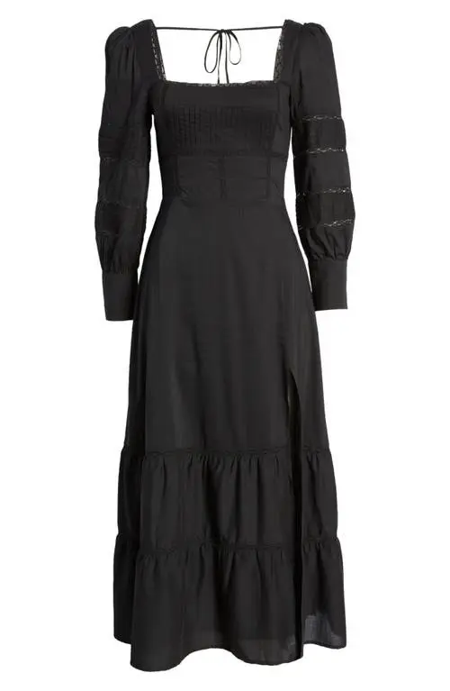 REFORMATION Dolan Long Sleeve Lace-trimmed Dress