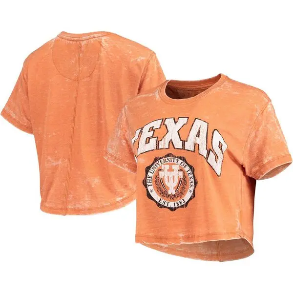 PRESSBOX Texas Orange Texas Longhorns Edith Vintage Burnout Crop T-shirt - Burnt Orange