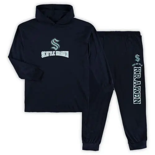 CONCEPTS SPORT Deep Sea Blue Seattle Kraken Big & Tall Pullover Hoodie & Joggers Sleep Set - Navy