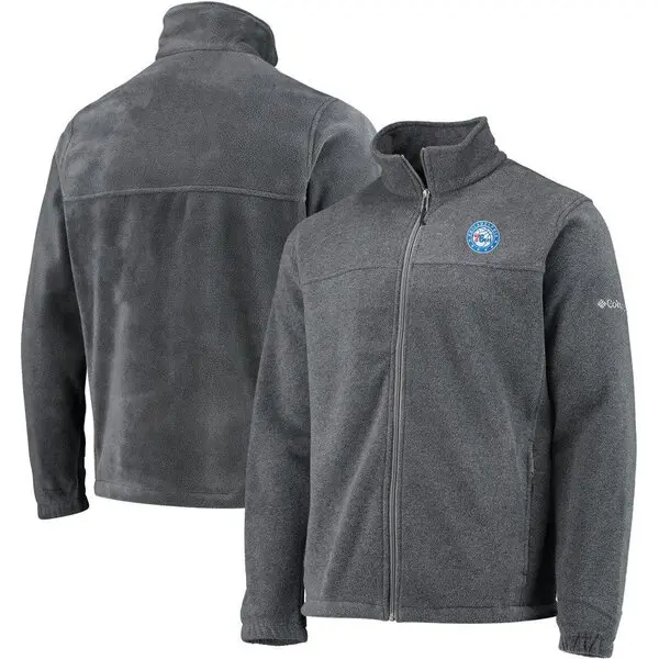 Columbia Philadelphia 76ers Embroidered Fleece Jacket - Heather Charcoal