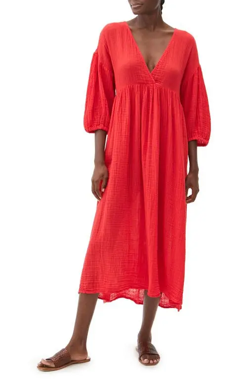 Michael Stars Isabella Cotton Gauze Midi Dress - Salsa | Editorialist