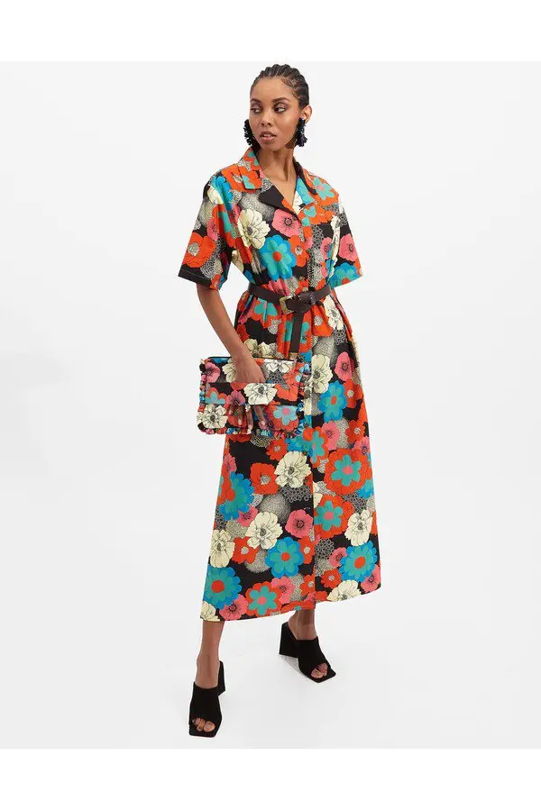 La DoubleJ Bowling Dress Ice Poppy In Popeline Cotton
