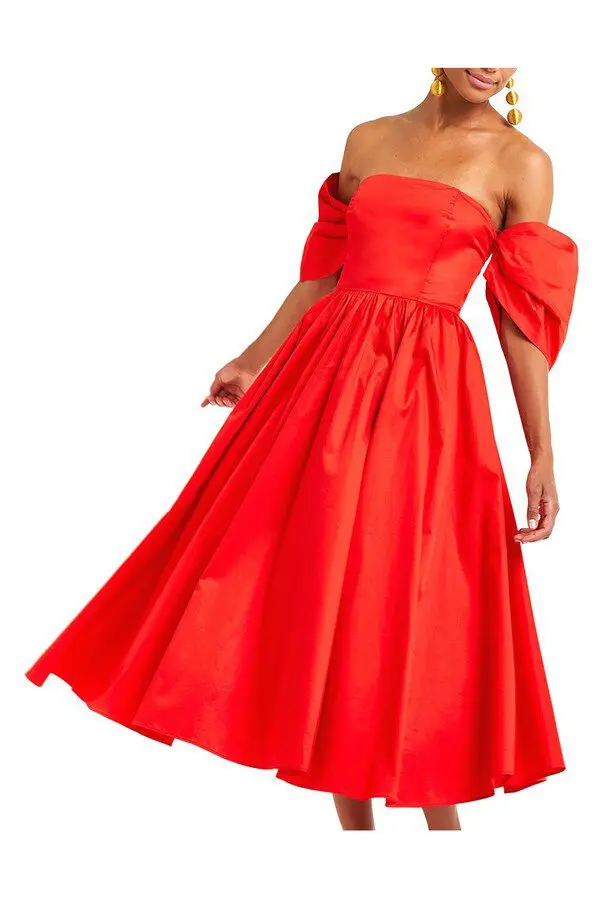 knee length dresses for ladies Odette Floral Lace Midi Dress - Buttermilk