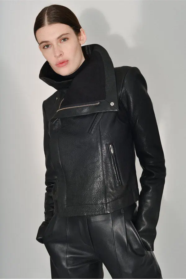 Veda Max Classic Leather Jacket - Black