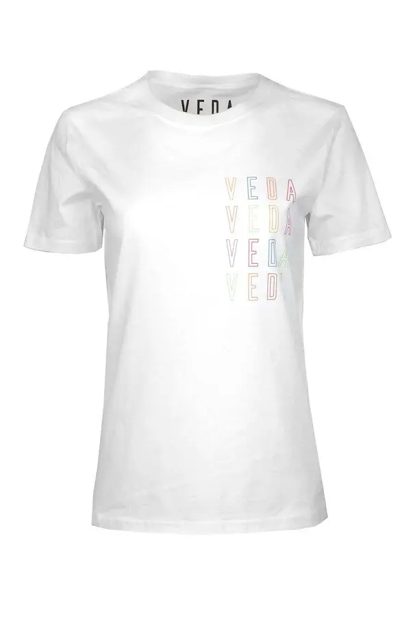 Veda Rainbow Logo T-shirt - White
