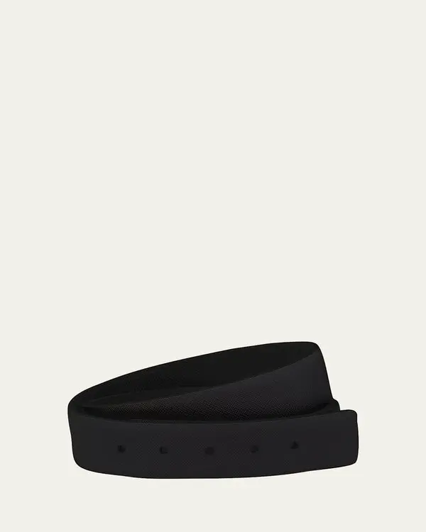 Prada Reversible Saffiano Leather Belt Strap - Black