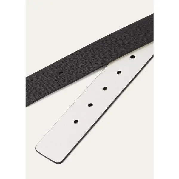 Prada Reversible Saffiano Leather Belt Strap - Papaya/nero