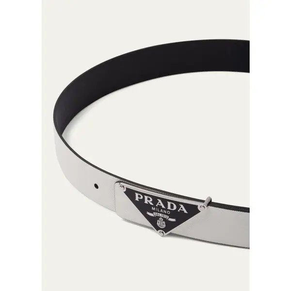 Prada Reversible Saffiano Leather Belt Strap - Papaya/nero