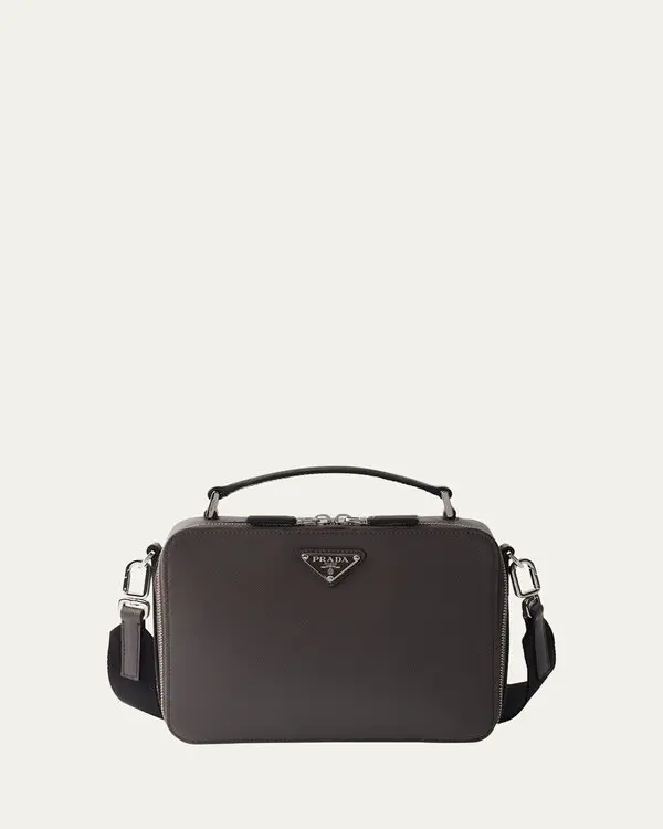 Prada Saffiano Leather Brique Bag - Fumo