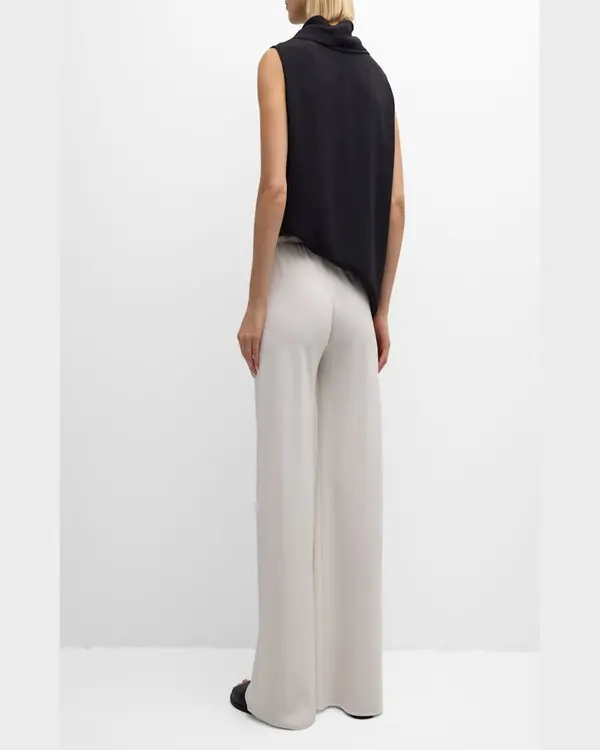 THE ROW Gala Wide-leg Crepe Pants - Navy
