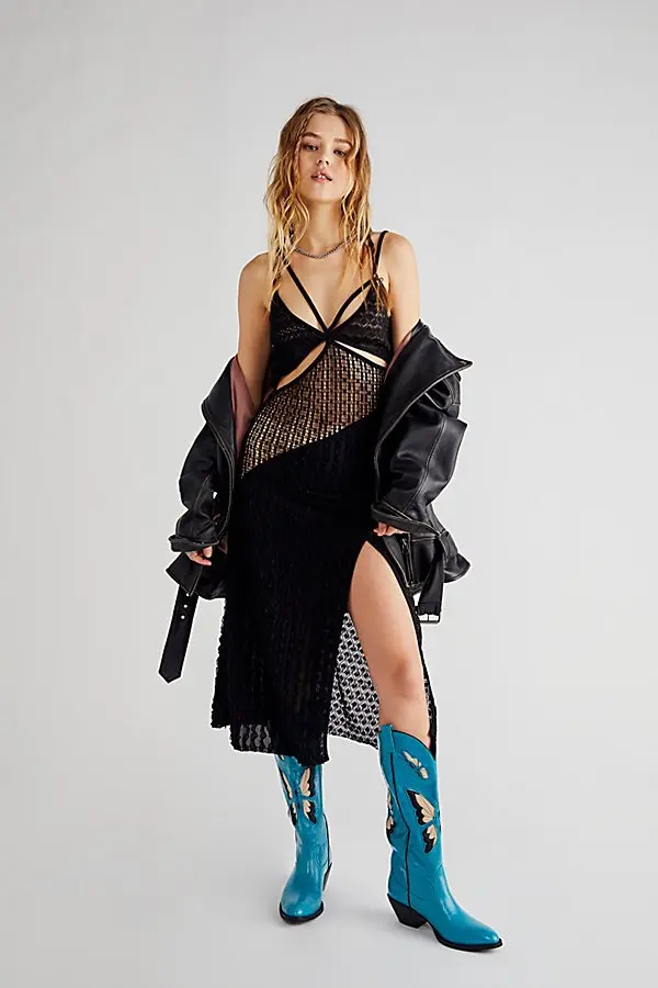 For Love & Lemons Tracy Midi Dress In Black - 38% Off | Editorialist