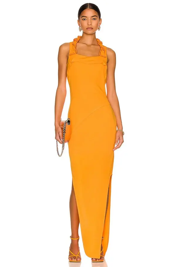 Helmut Lang Twist Dress In Orange