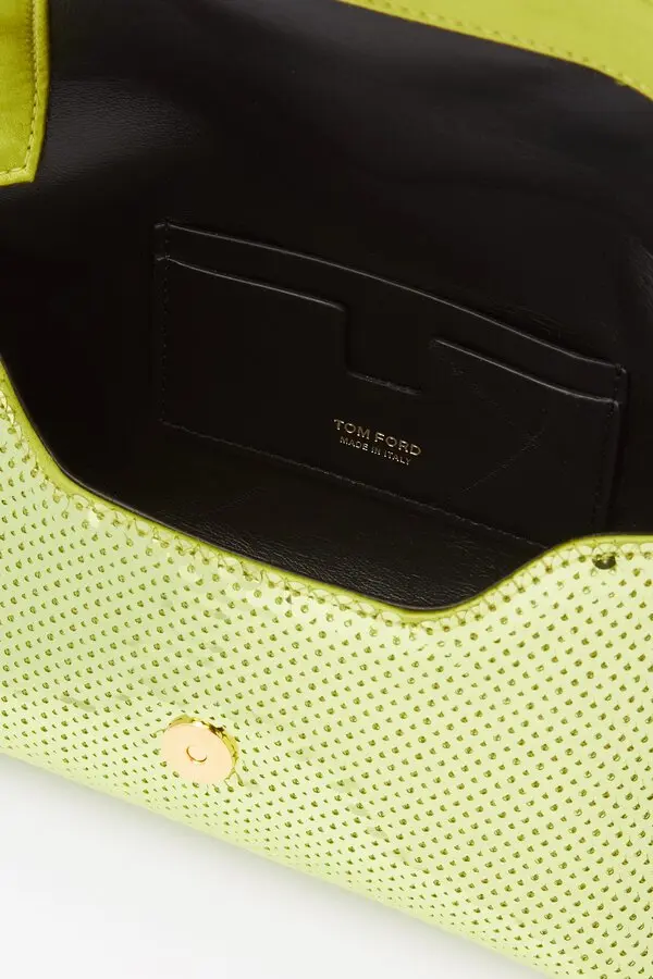 TOM FORD Mini Sequined Metallic Leather Clutch