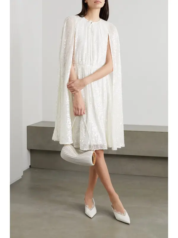 Erdem Austin Cape-effect Sequined Chiffon Midi Dress