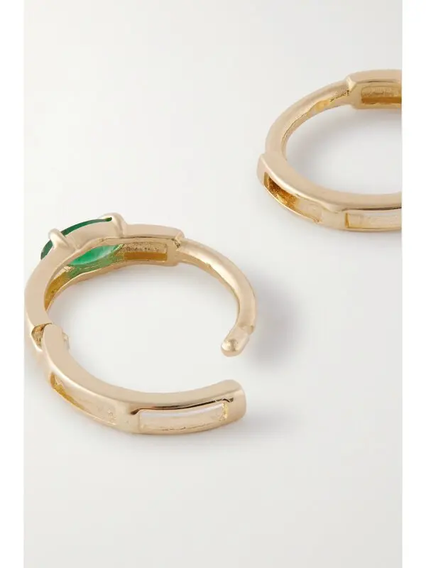 STONE AND STRAND Emerald Hoop Earrings - Green