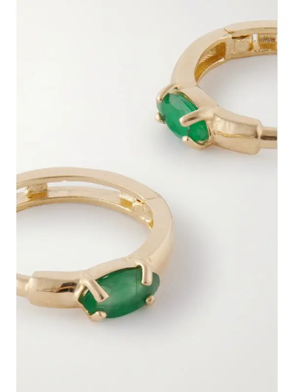 STONE AND STRAND Emerald Hoop Earrings - Green