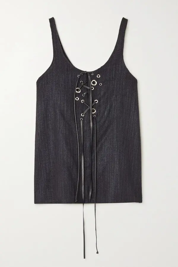 Chloé Leather-trimmed Silk-blend Canvas Tank - Black